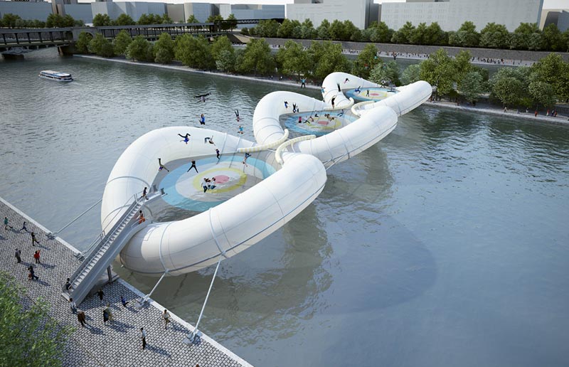 Inflatable Trampoline Bridge in Paris: AZC | CollabCubed